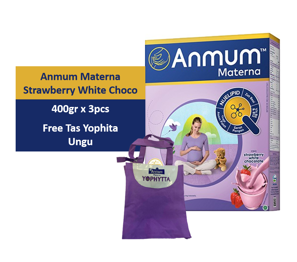 Jual Anmum Materna Strawberry White Choco 400 gr x 3 pcs (Free Tas ...
