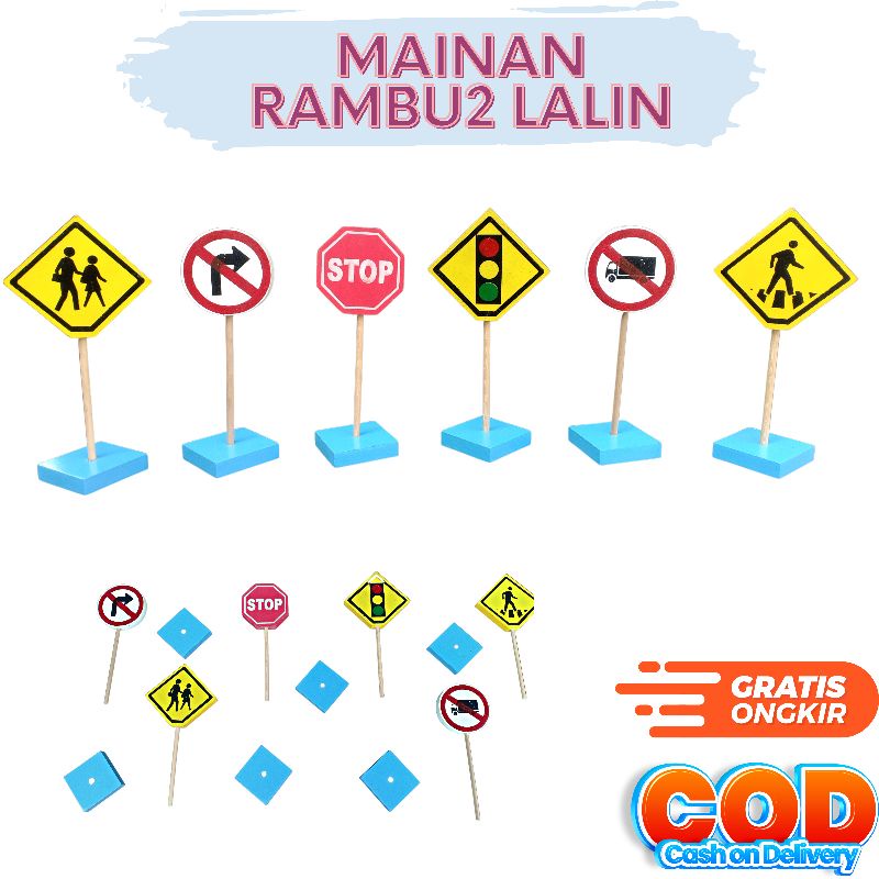 Jual Mainan edukatif - rambu rambu lalu lintas - COD | Shopee Indonesia