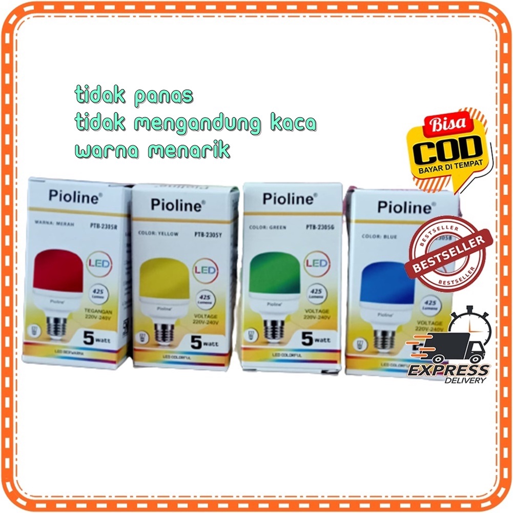 Jual Bohlam LED Capsule BERWARNA Lampu LED Bulb Kapsul warna warni Pioline 5W / Piolin warna ...