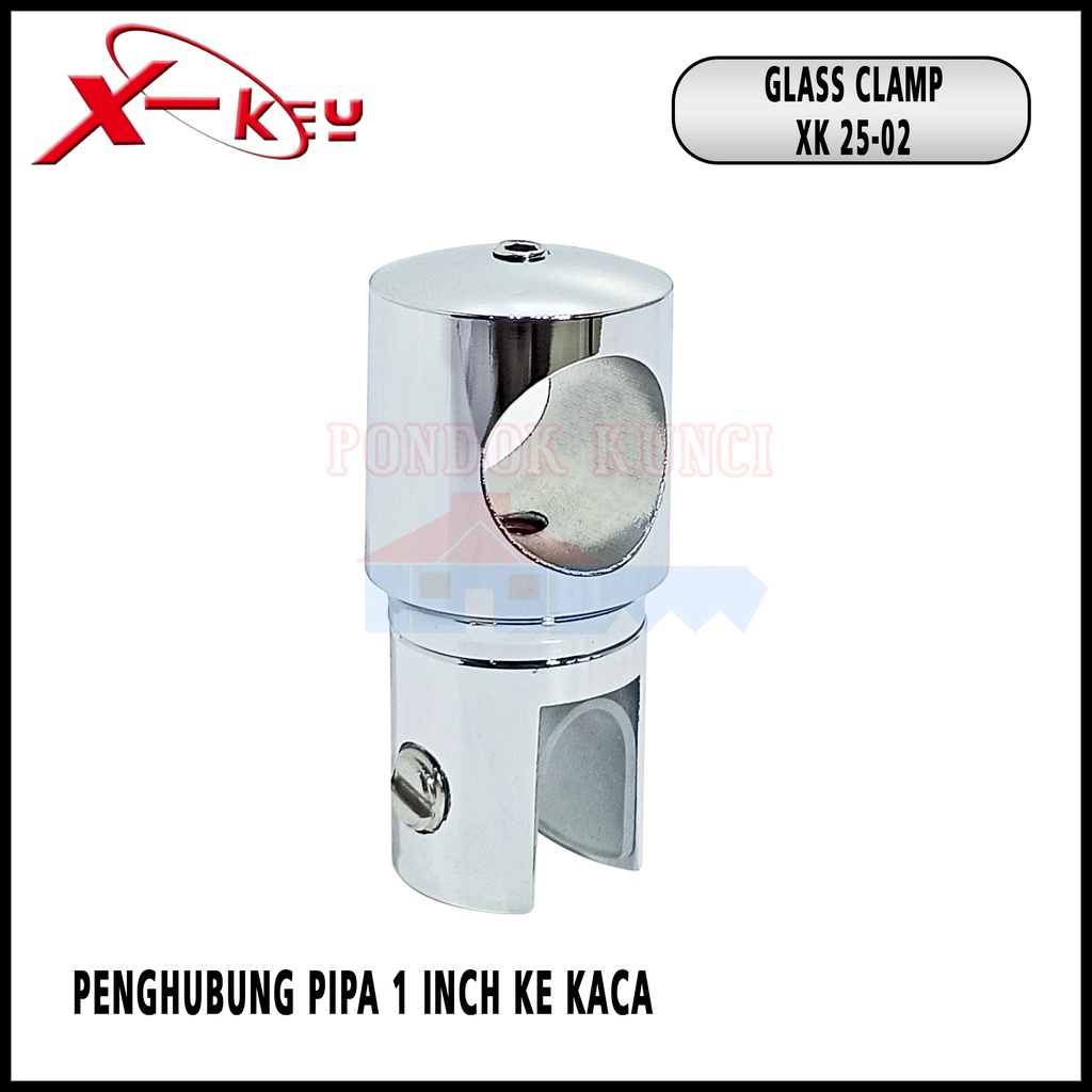 Jual Glass Clamp X-Key 25-02 / Breket Pipa Konektor 1 Inch Kaca Shower ...