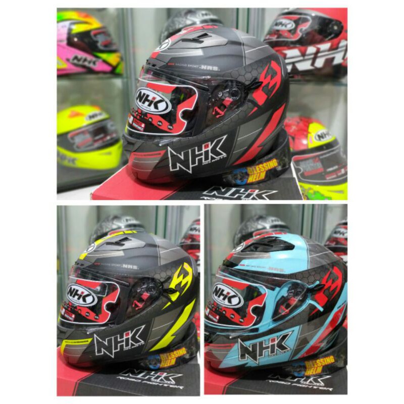 Jual HELM FULL FACE NHK RX 9 NAVY BLACK YELOW GUN METAL DOFF BLUE TOSCA ...