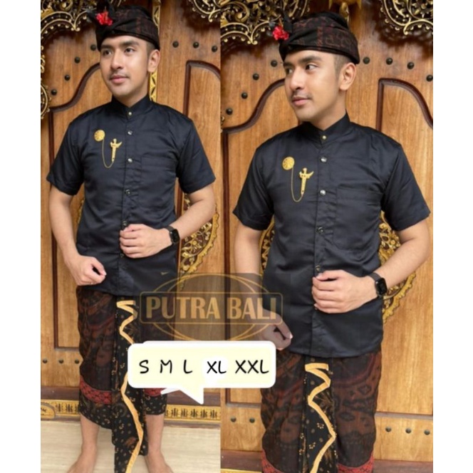 Jual Set Putra Bali Lengkap Kemeja Lengan Pendek Saput Udeng Setengah