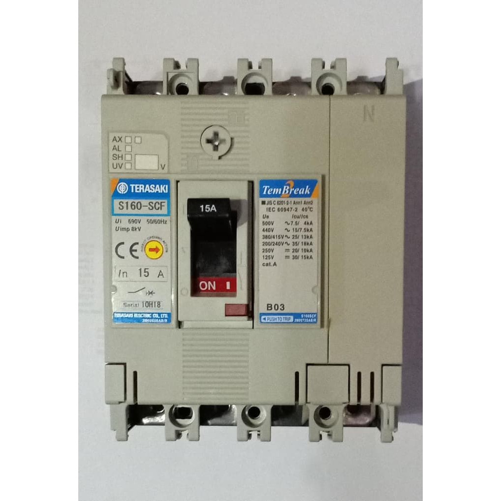 Jual MCB MCCB S160SCF 4P 15A 25kA TERASAKI JEPANG | Shopee Indonesia