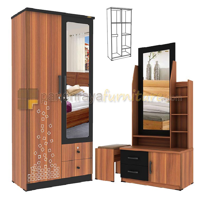 Jual Paket Kamar Set Lemari Pakaian Meja Rias Romaro LPP22L + MR06 ...