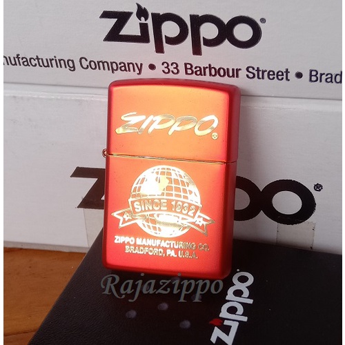 Jual Zippo Original USA 48150 Globe Metallic Red - Lifetime Warranty | Shopee Indonesia