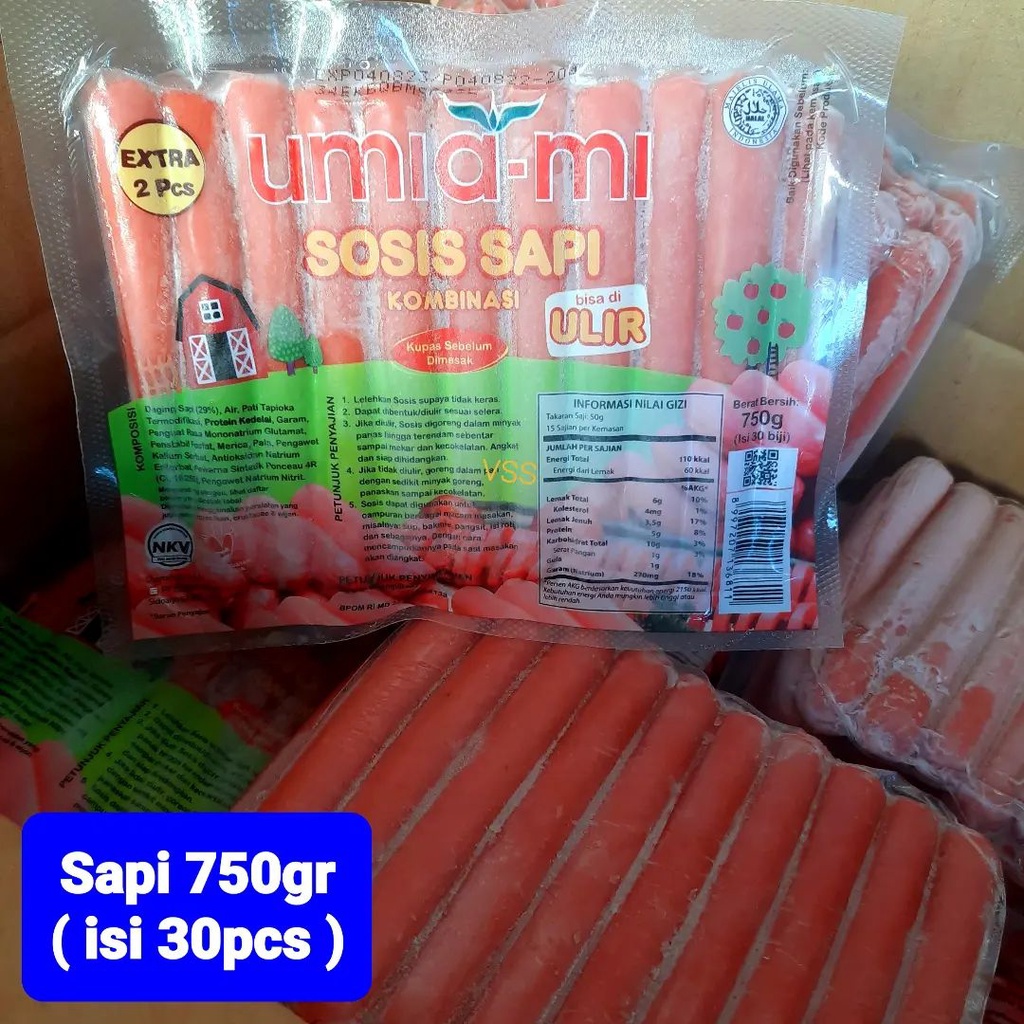 Jual Umiami Sosis Ulir Sapi 750gr ( isi 30 ) | Shopee Indonesia