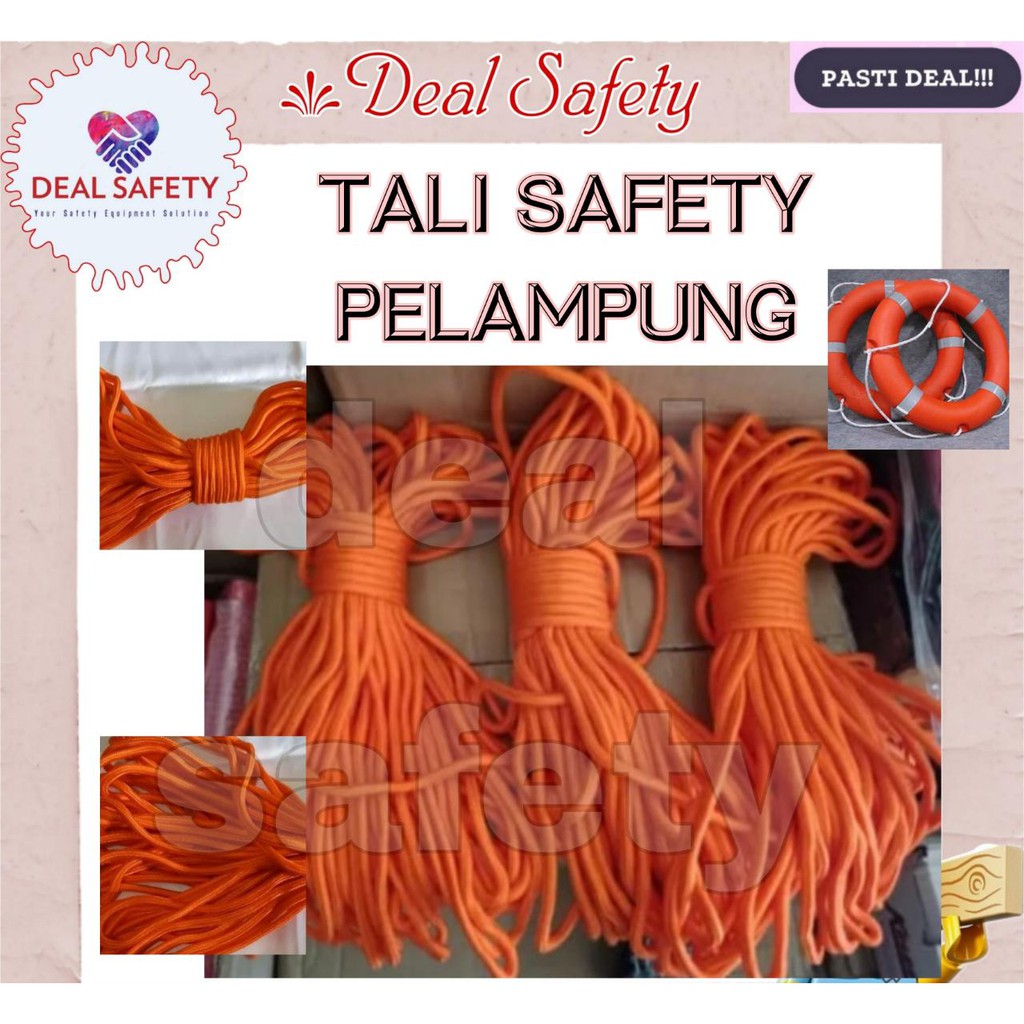 Jual Tali Safety Pelampung Ban Ring Life Buoy Line Nylon 8mm Orange 30M ...