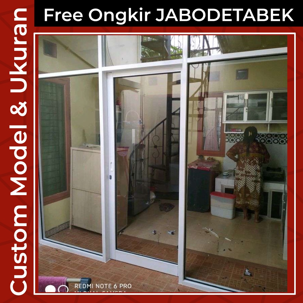 Jual PINTU PARTISI KACA SLIDING GESER SATU DAUN, KIRI KANAN KACA MATI ...
