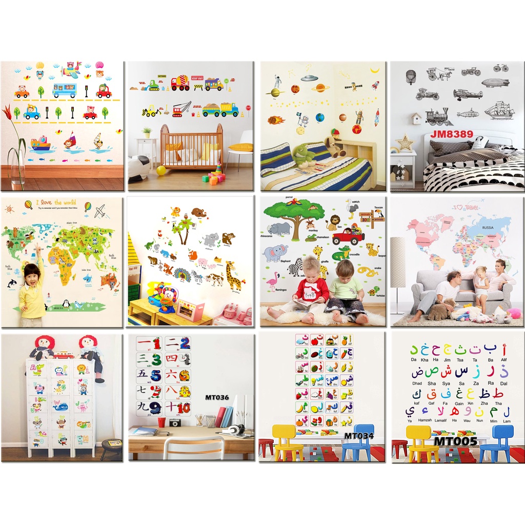 Jual WPSBGS WALL STICKER ANAK EDUKASI LUCU CUTE EDUCATION KIDS ENGLISH ...