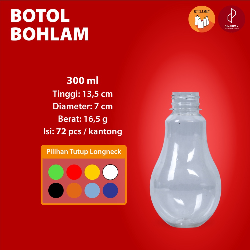 Jual Botol Bohlam 300ml / Botol Lampu 300ml / Botol Jus / Botol Plastik ...