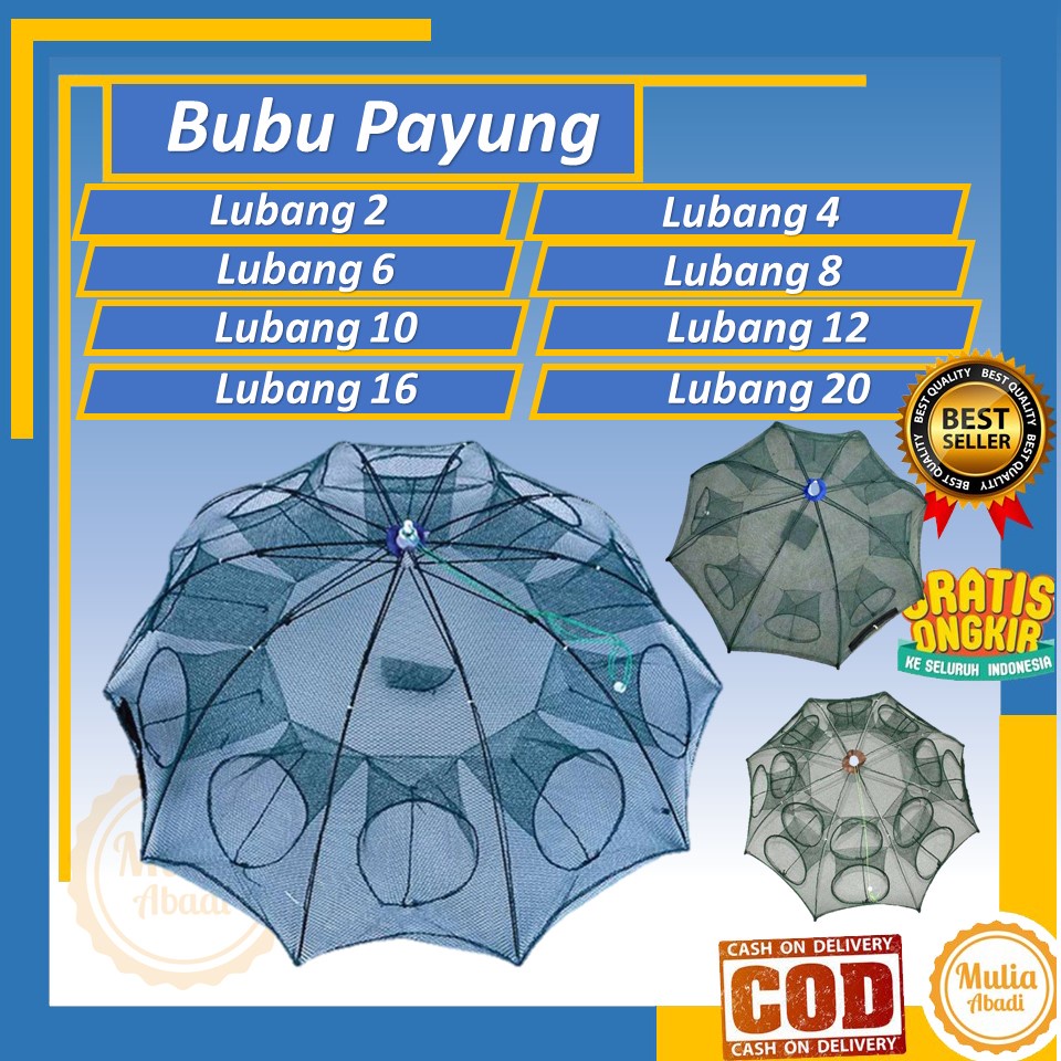 Jual Jaring Ikan Perangkap Ikan Bubu Payung Alat Pancing Massal Lubnag 2 4 8 10 12 16 20 ...