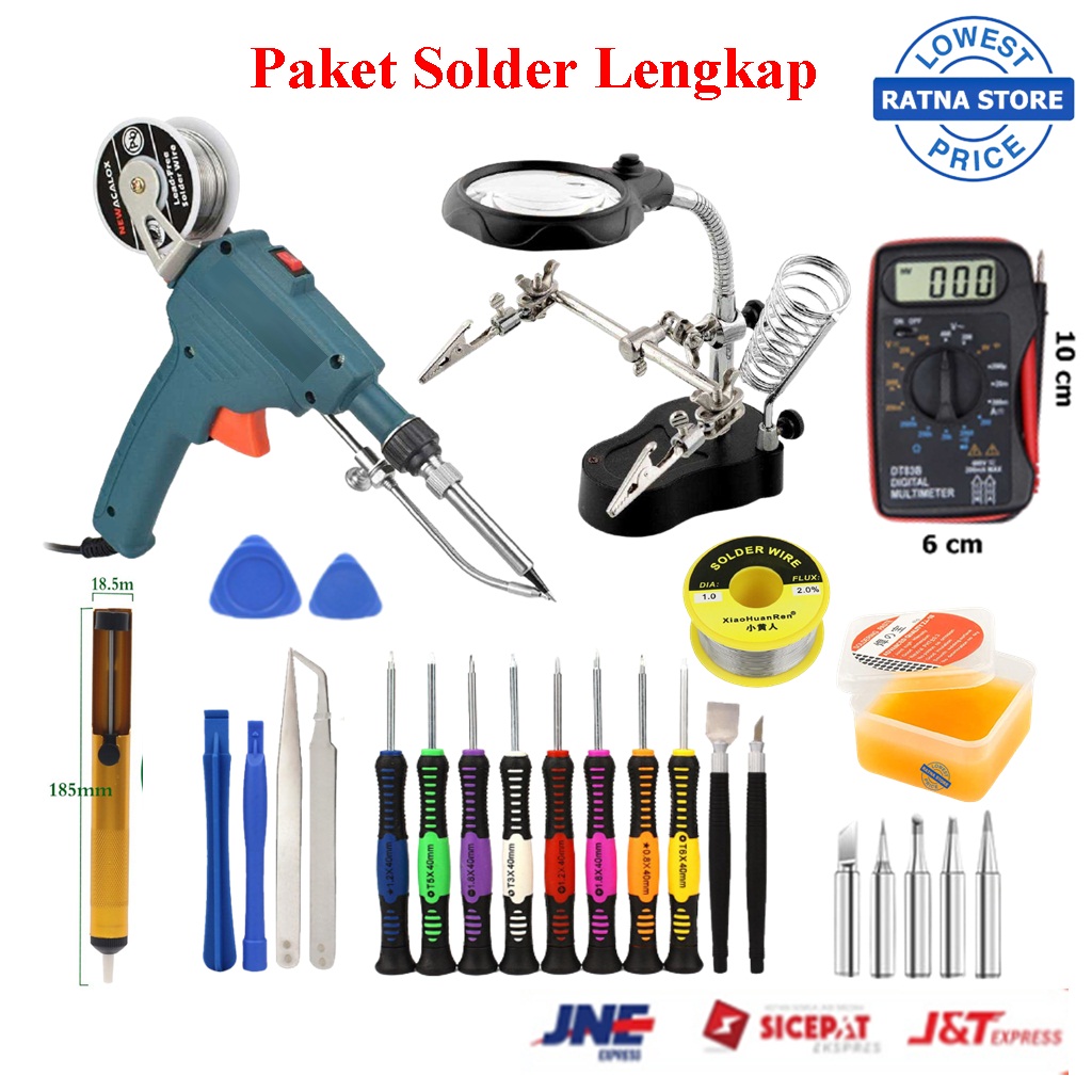 Jual Solder Listrik Iron gun 60 watt Lengkap Dengan Timah Gulung Solder ...