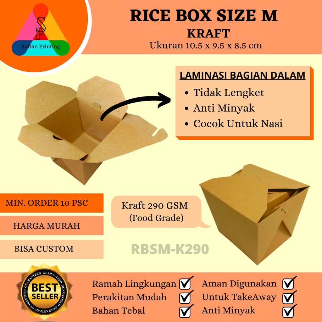 Jual RICE BOX / BOX NASI SIZE M (KRAFT) | Shopee Indonesia