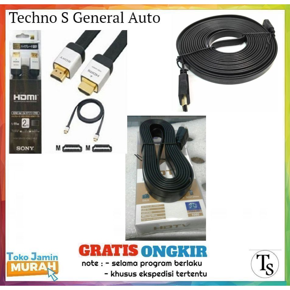 Jual Kabel HDMI Highspeed - Cable HDMI Male to Male Pipih Gold Plated ...