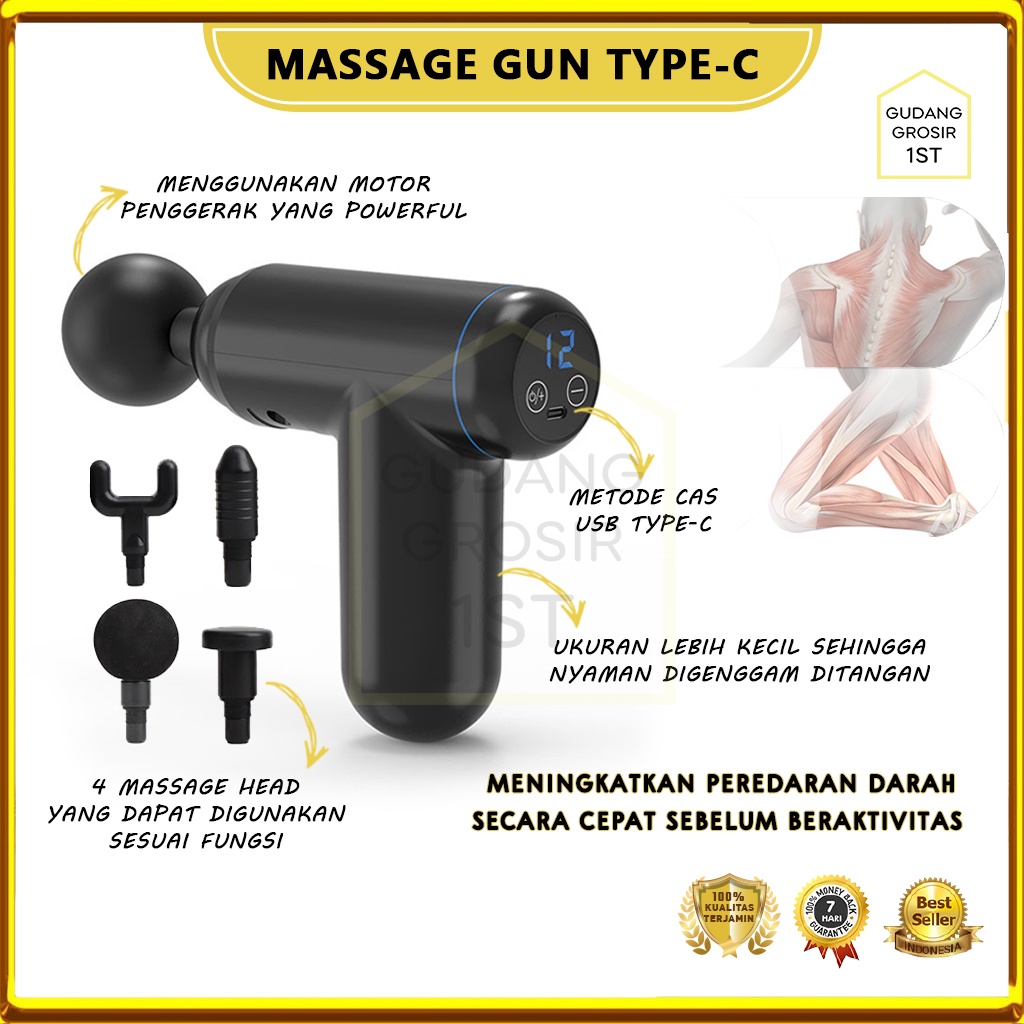 Jual Alat Pijat Getar Elektrik | Alat Terapi Pijat Otot | Massager Gun ...