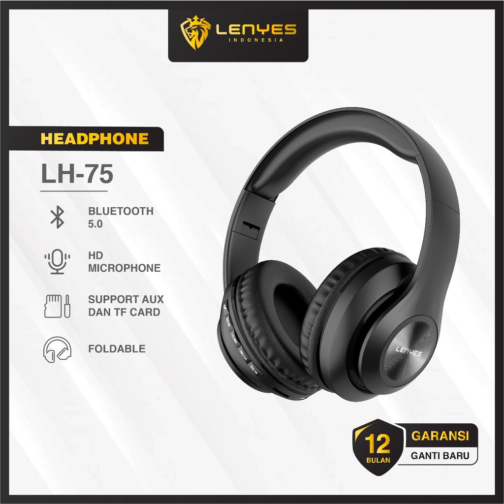 Jual LENYES LH75 hifi stereo headphone heavy bass wireless Bluetooth 5. ...