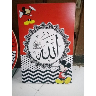 Jual SATU SET JAM DINDING MICKEY MOUSE MERAH/KALIGRAFI/HIASAN DINDING ...