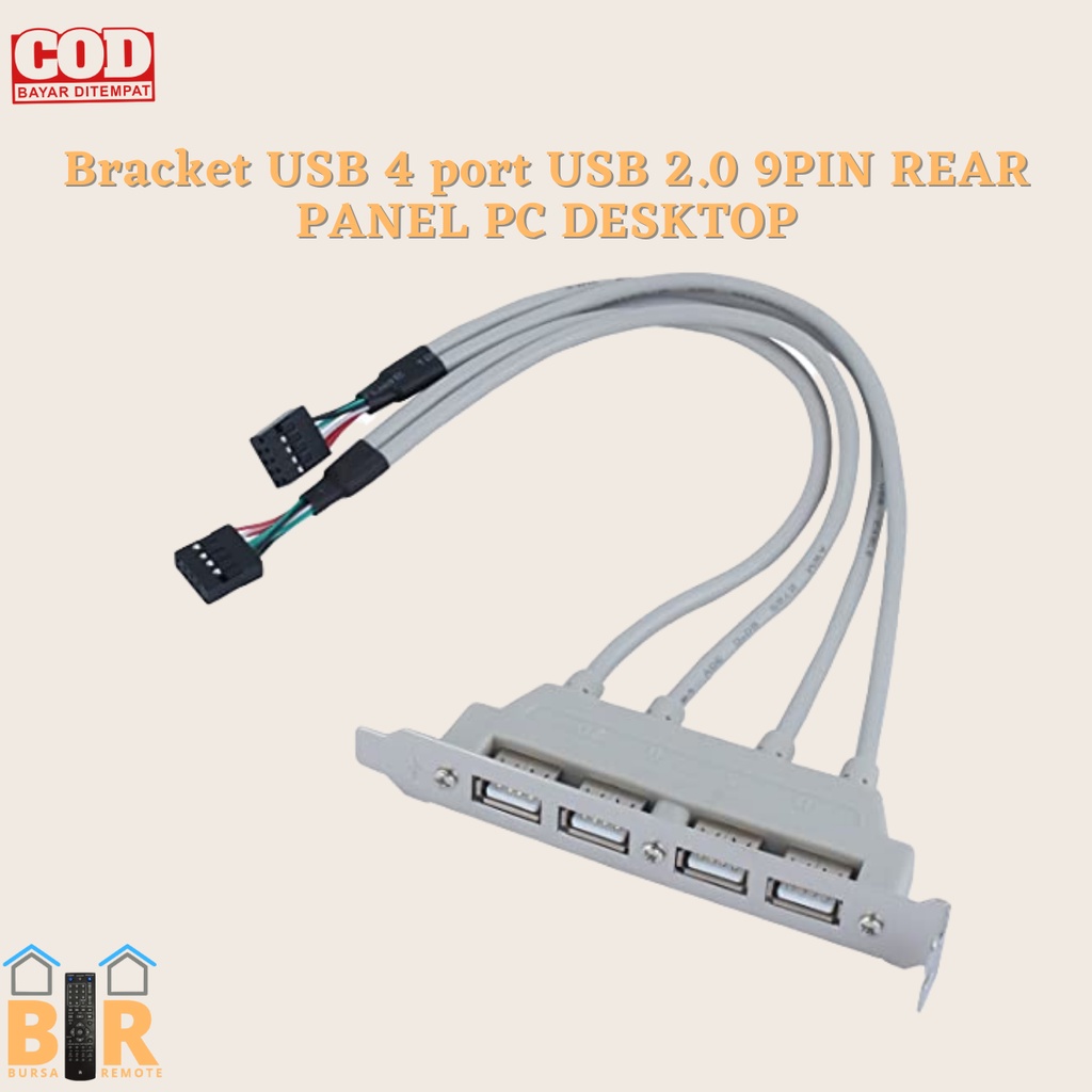 Jual USB 2.0 4 Port Panel Belakang PCI Bracket / Bracket USB 4 port USB ...