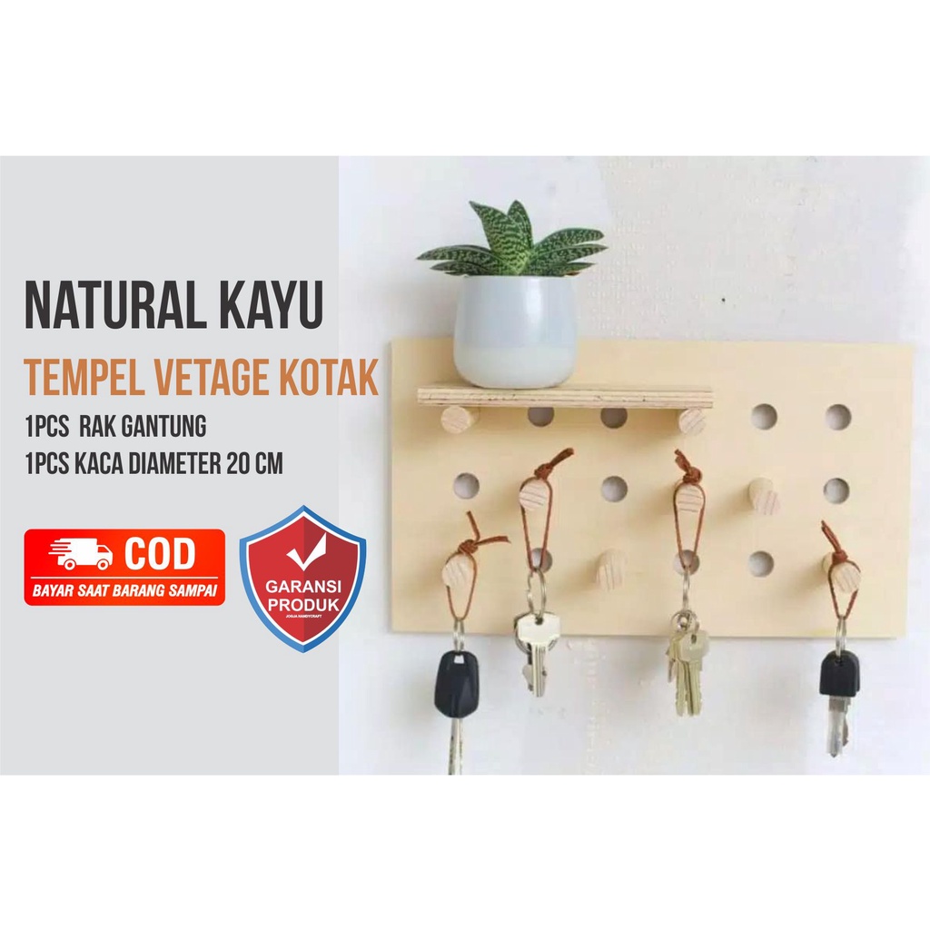 Jual Rak Dinding Kayu Tempel Vintage Gantungan Kunci Serbaguna | Shopee ...