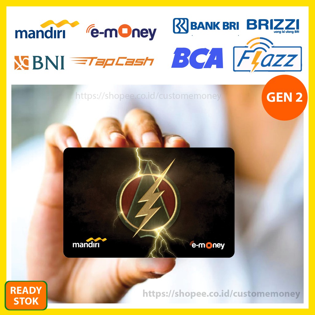 Jual KARTU EMONEY THE FLASH LOGO SUPERHERO 37 ETOLL MANDIRI FLAZZ BCA GEN 2 TAPCASH BRIZZI - 1 ...