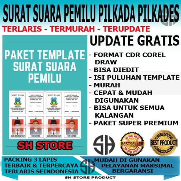 Jual Paket Template Surat Suara Pilkada & Pilkades Format Coreldraw CDR ...