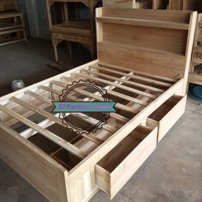 Jual Divan Anak minimalis tempat tidur/ dipan laci kayu jati mentahan ...