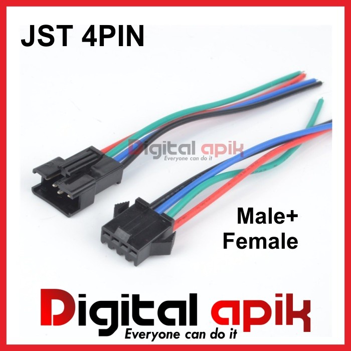 Jual JST SM 4 Pin 4P Kabel Soket Konektor Socket Male Female LED Strip DC Indonesia|Shopee Indonesia