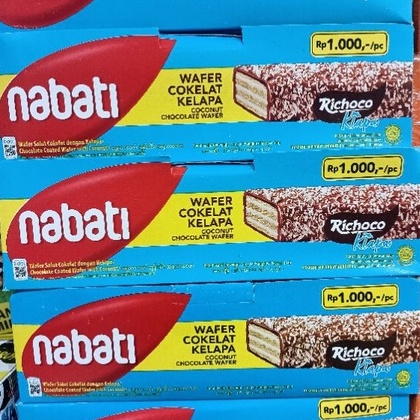 Jual Nabati Coated Wafer Coklat / Coated Kelapa 18gr 1 pak isi 12 ...