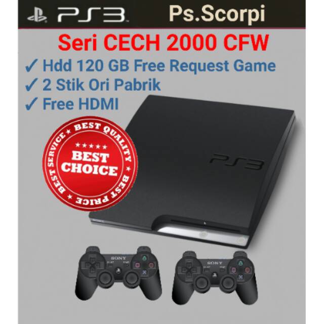 Jual PS3 SLIM CFW 120GB CECH 20XX ( 2 STIK ) | Shopee Indonesia