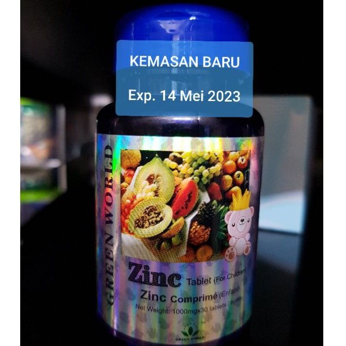 Jual Zinc Tablet For Children Zinc Anak Green World Original- Nutrisi ...