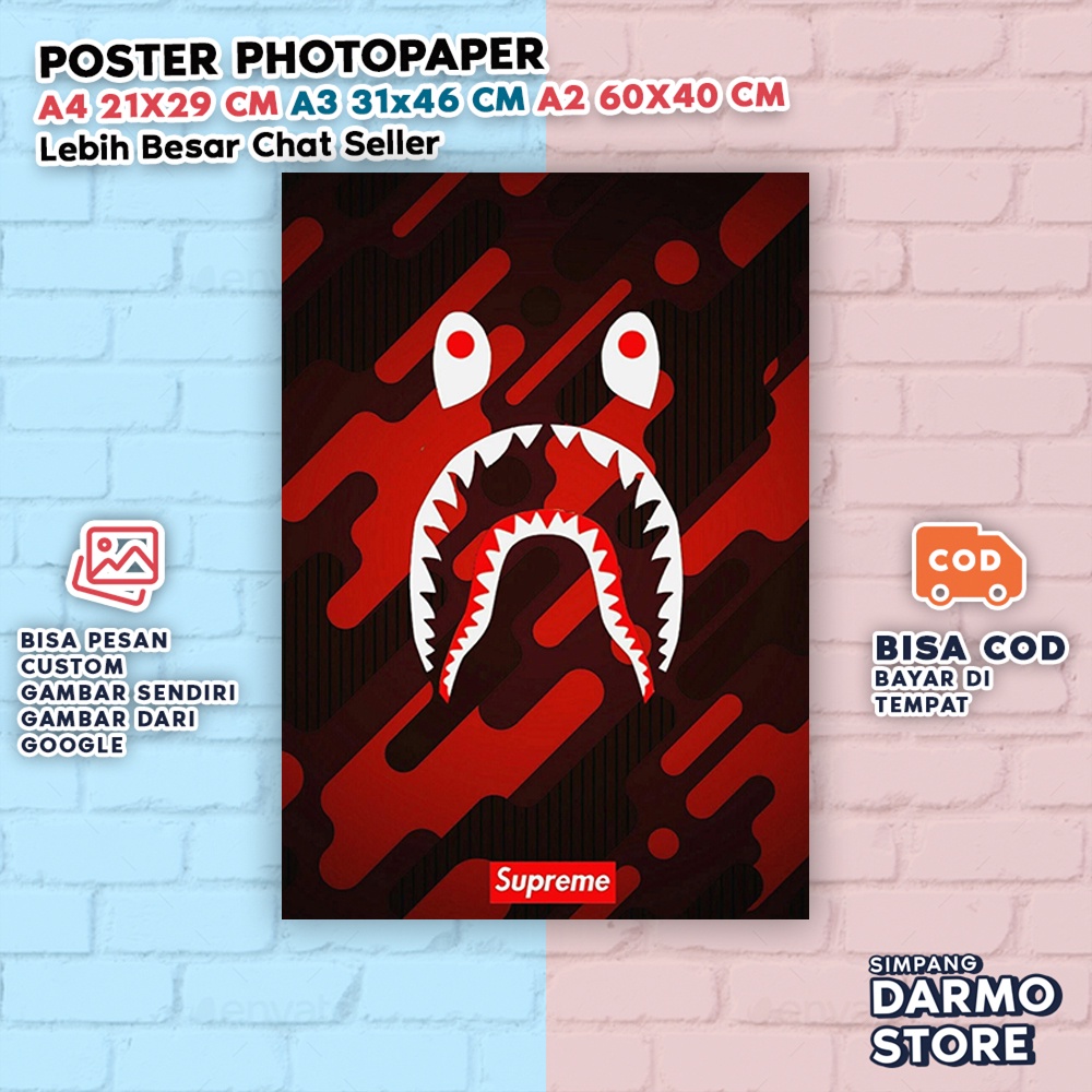 Jual Poster Supreme Hiasan Dinding Hypebeast Hypebis Hype Logo Fashion ...