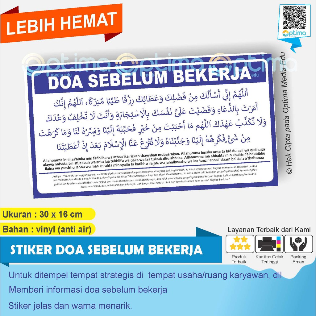 Jual DOA SEBELUM BEKERJA ukuran 30 x 15 cm untuk tempat kerja Anda atau ...