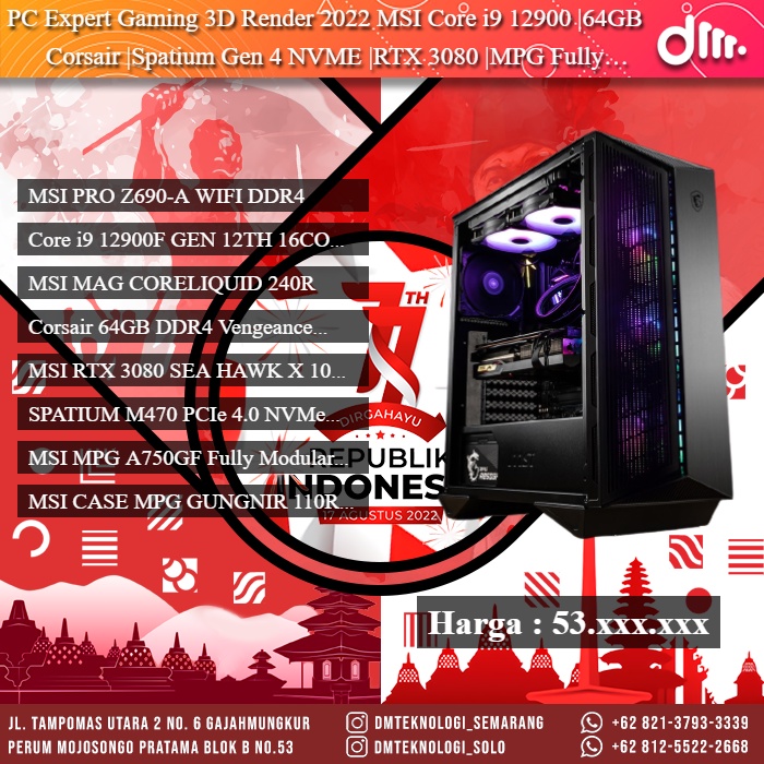 Jual PC Expert Gaming 3D Render 2022 MSI Core i9 12900 |64GB Corsair ...