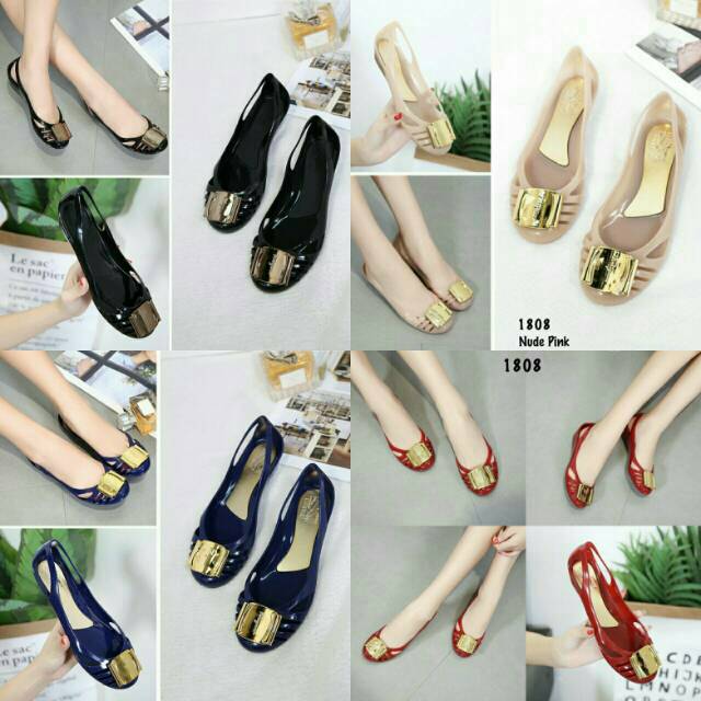 Jual Sepatu Jelly Shoes Import Premium Gold Plate FCT-8889 | Shopee ...