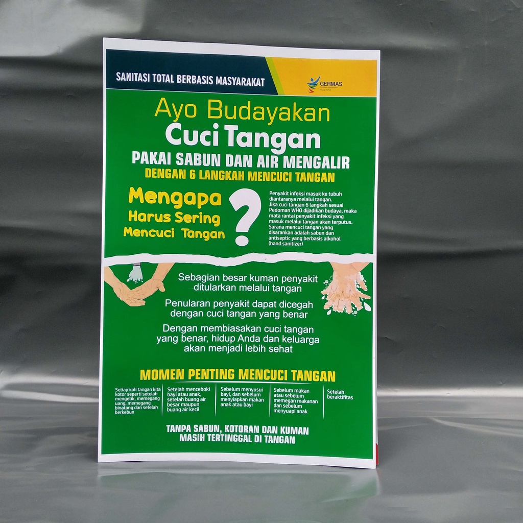 Jual Poster : Ayo budayakan cuci tangan pakai sabun, CTPS, Poster STBM ...
