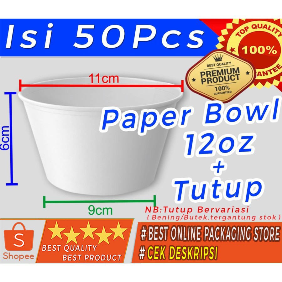 Jual PAPER BOWL 12OZ - 360ML - | Shopee Indonesia