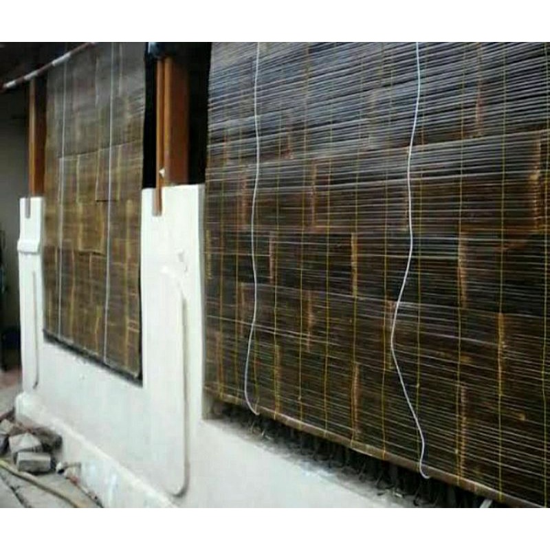 Jual Tirai Bambu hitam full vernis indoor outdoor | Shopee Indonesia