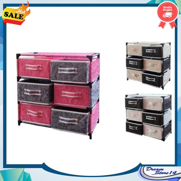 Jual laci susun Rak Laci Kotak Penyimpanan nakas minimalis modern 6Laci ...