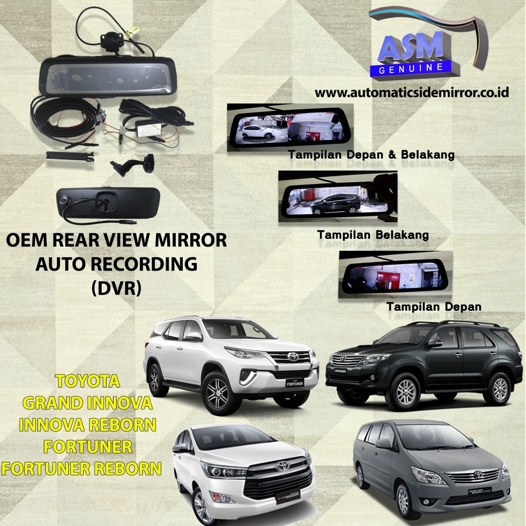 Jual Toyota Innova Reborn Fortuner | DVR Rear View Mirror Auto ...