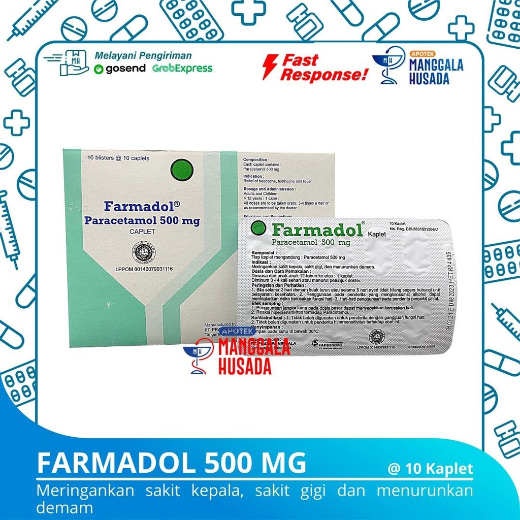 Jual FARMADOL 500 MG PARACETAMOL PER BLISTER @ 10 KAPLET | Shopee Indonesia
