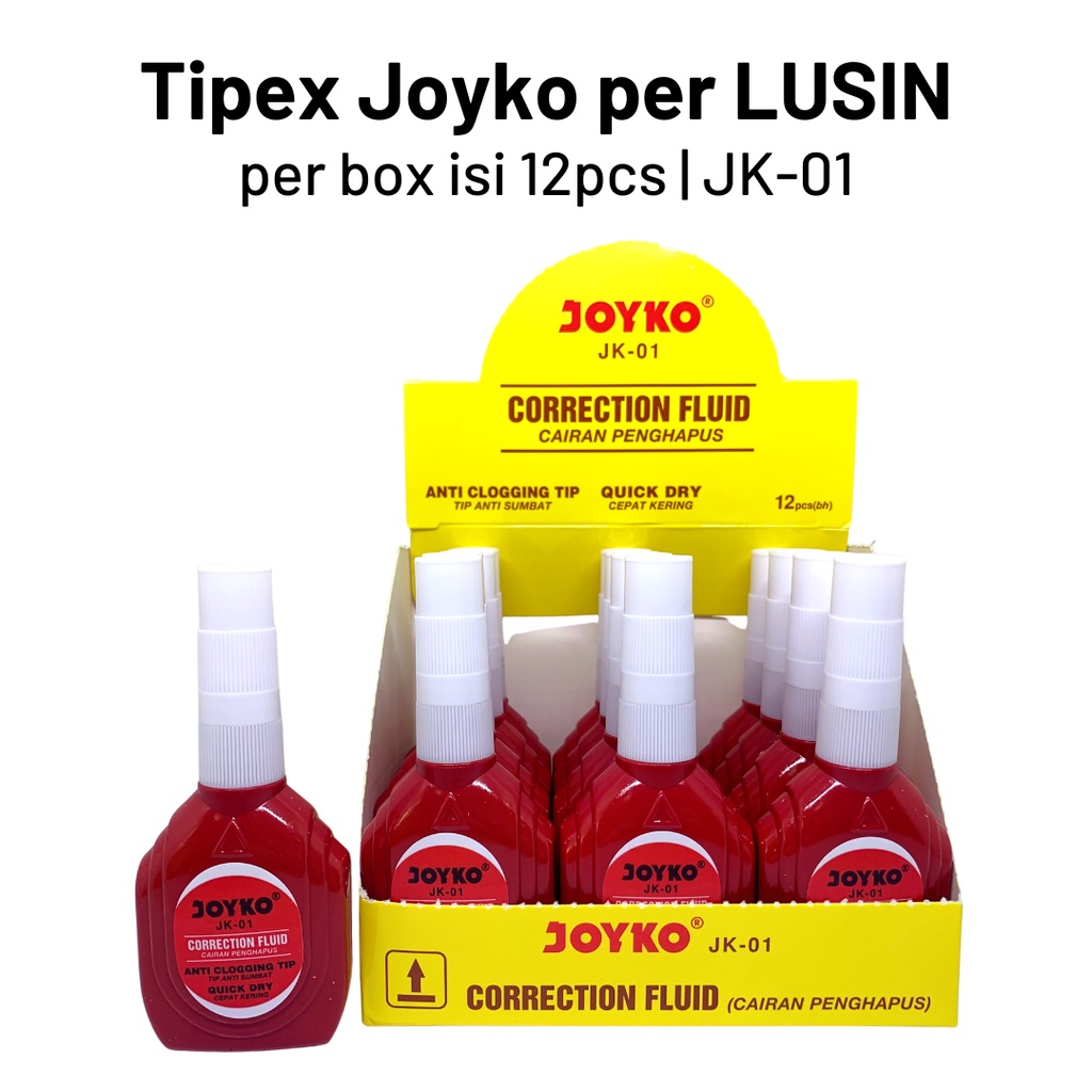 Jual TIP EX CORRECTION JOYKO MERAH JK-01 PER BOX ISI 12PCS | Shopee ...