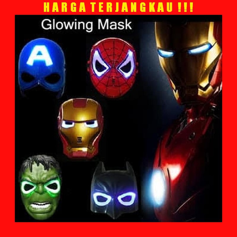 Jual Mainan Topeng Avengers Lampu LED - Cosplay Spiderman Hulk Ironman ...