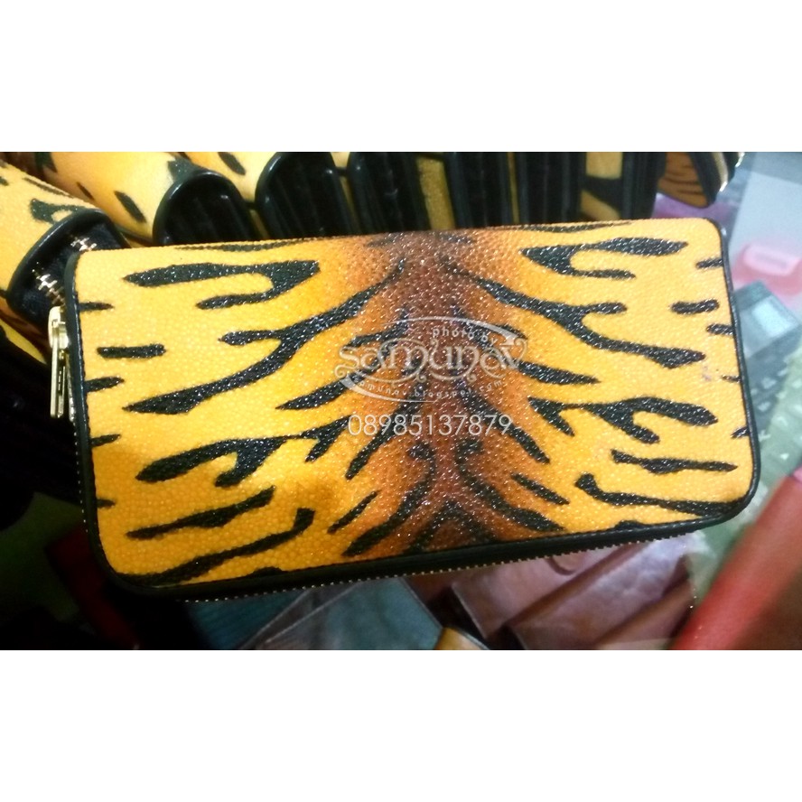 Jual dompet cantik unik dari kulit ikan pari Double Zipper Motif ...