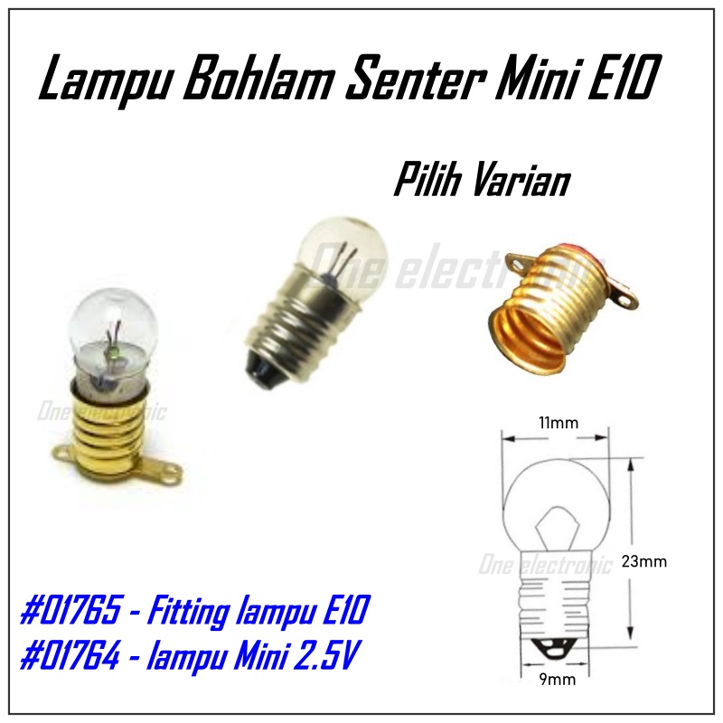Jual Lampu Bohlam 2.5V - 3V Mini Senter E10, Fitting , Praktek latihan ...