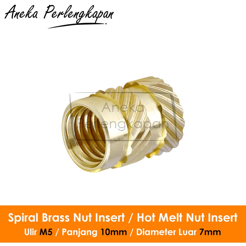 Jual Spiral Brass Nut Insert / Hot Melt Nut M5 10x7mm | Shopee Indonesia