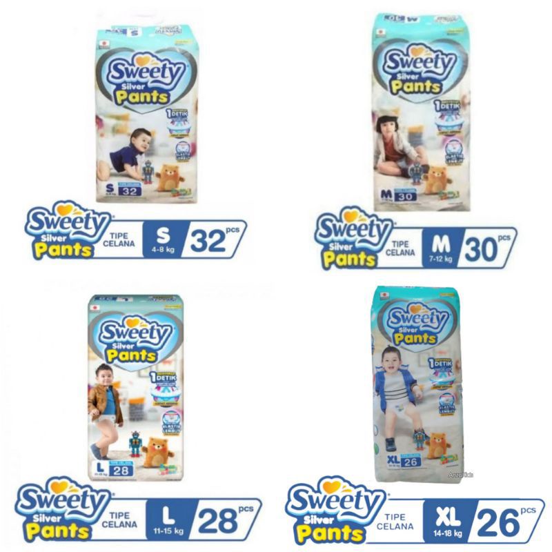 Jual Diapers Sweety Silver Pants S32 - M30 - L28 Popok Bayi Tipe Celana | Shopee Indonesia