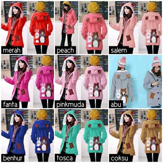 Jual [L1] Long Jaket FUNNY BEAR / jaket lucu / jaket fashion korea / hm ...