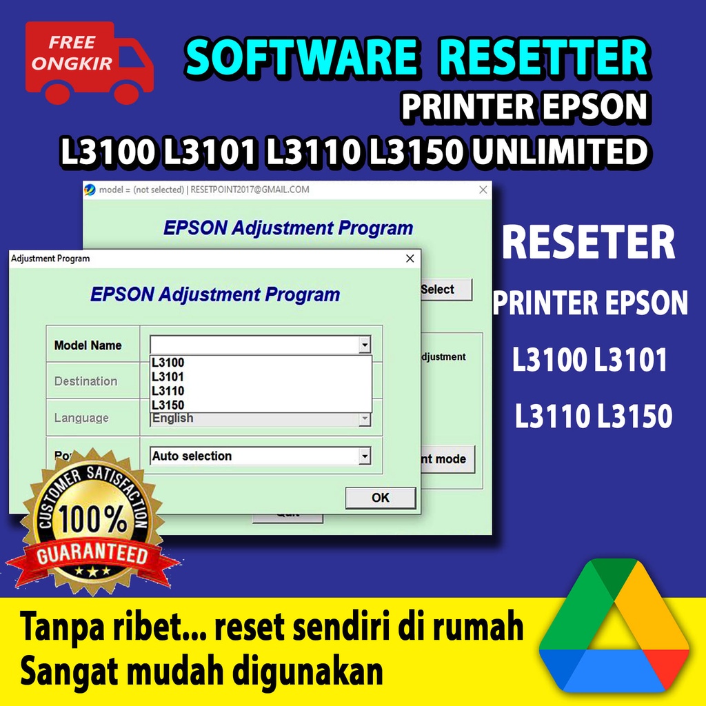 Jual SOFTWARE RESETTER / RESET / RESETER PRINTER EPSON L3100 L3101 ...