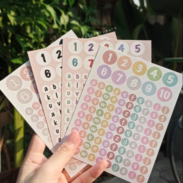Jual Sticker Circle Number dan Alphabeth, Angka dan Huruf Aesthetic ...
