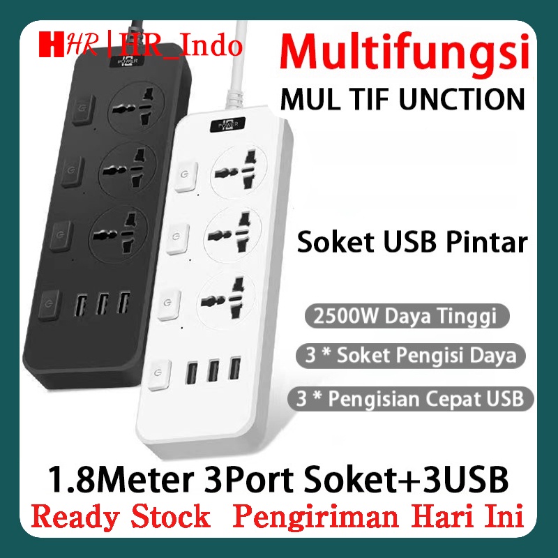 Jual (NEW) ECLE TB-T13 Power Strip Colokan Listrik / Stop Kontak 4 USB Port +3 Lubang Socket +1 ...